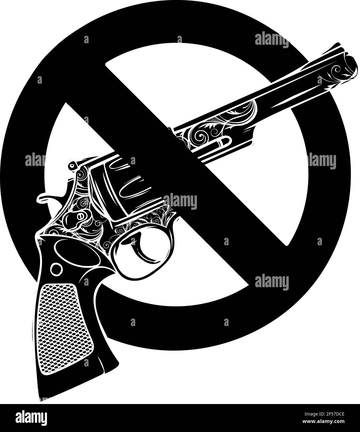 black silhouette of Symbol No gun on white background vector ...