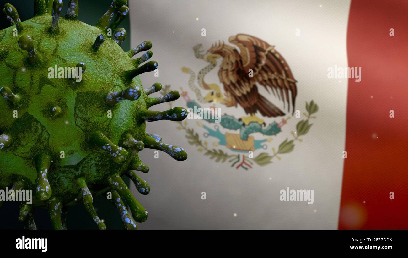 Mexican flag waving and Coronavirus 2019 nCov concept. Asian outbreak ...