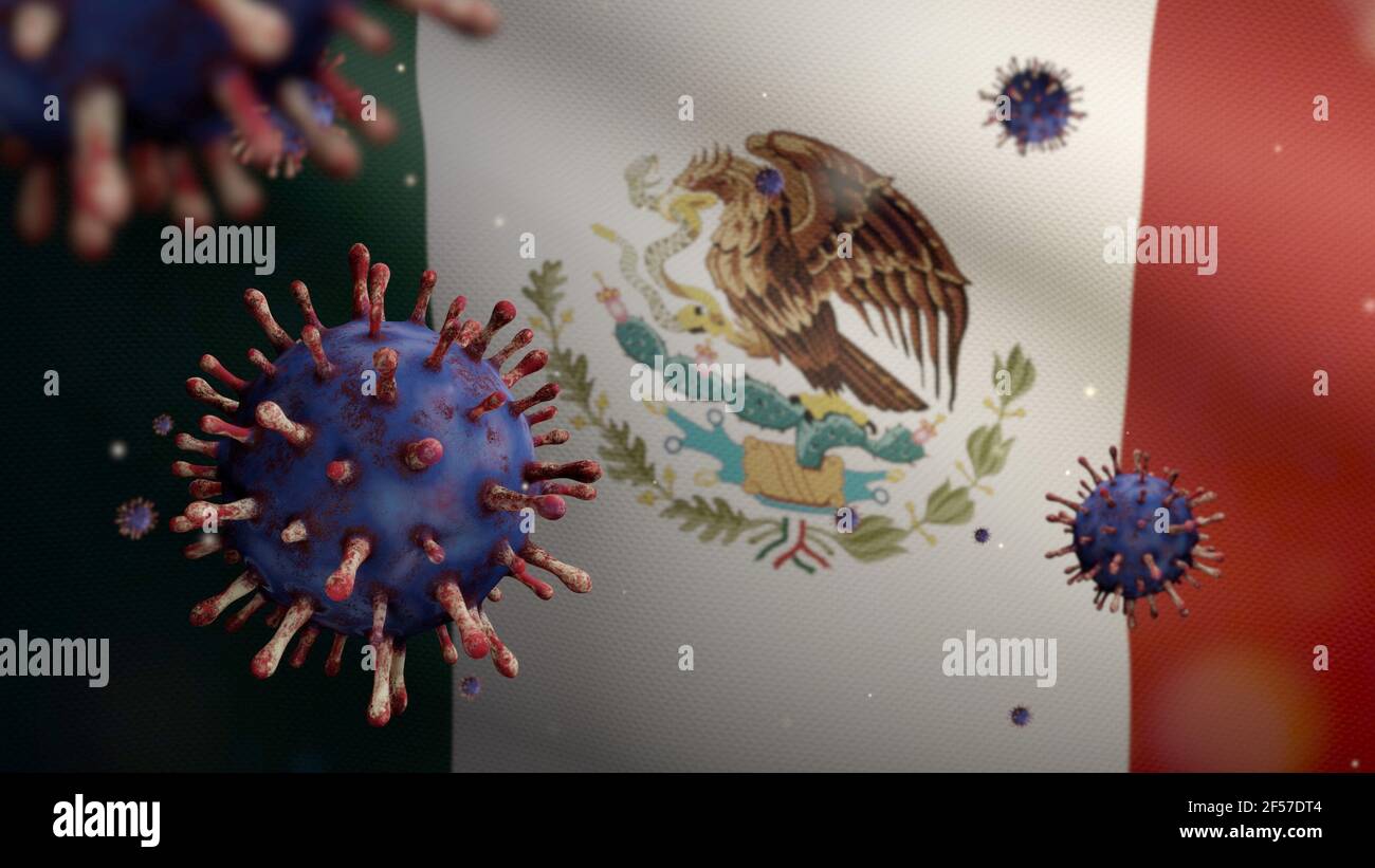 Mexican flag waving with Coronavirus outbreak infecting respiratory ...