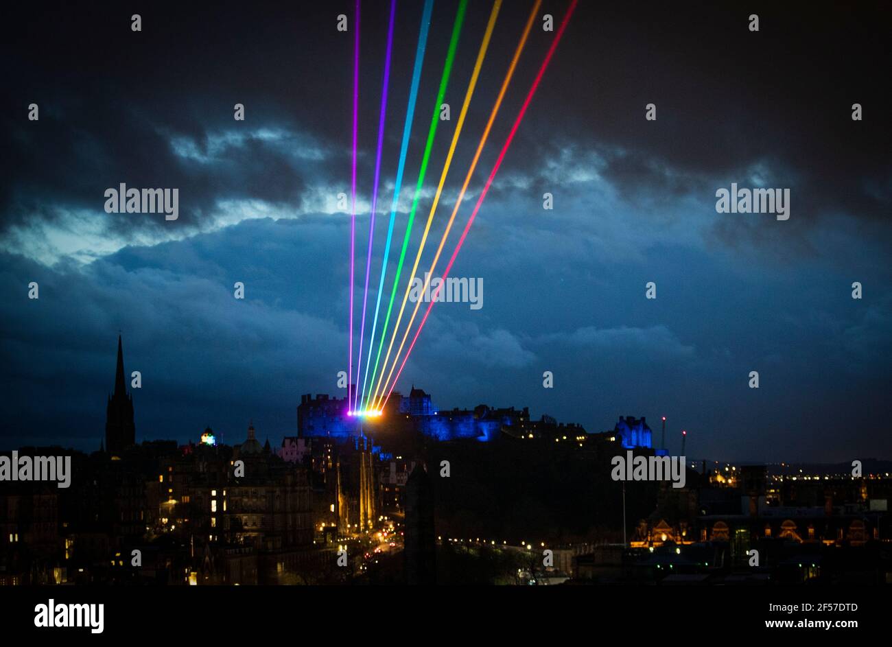 A rainbow lights up the Edinburgh skyline during the Scottish premiere ...