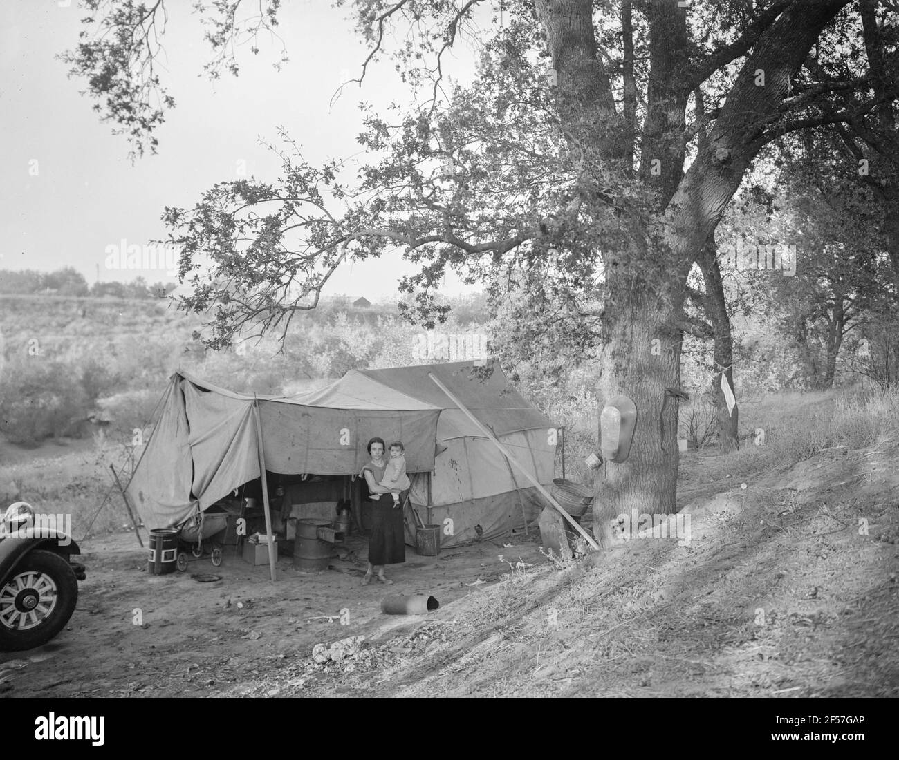 Wife and child of migrant worker, encamped near Winters, California ...