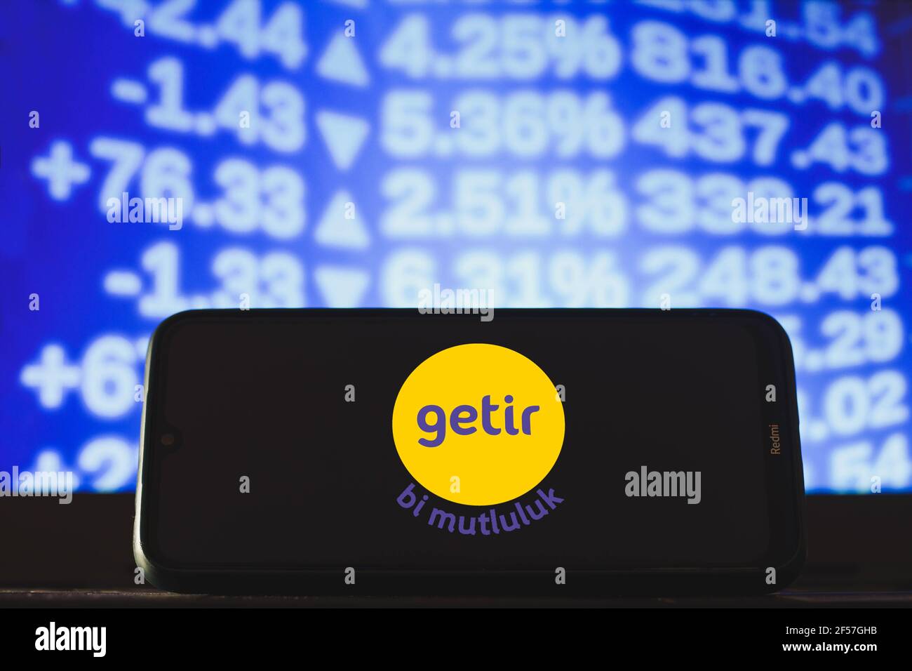 In this photo illustration a Getir logo seen displayed on a smartphone ...