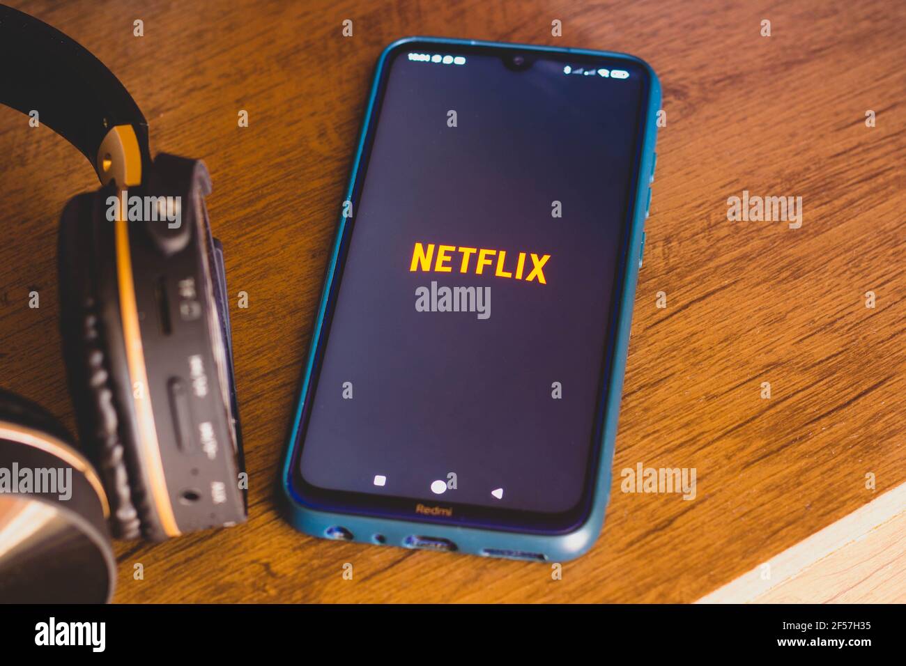 In this photo illustration a Netflix logo seen displayed on a ...