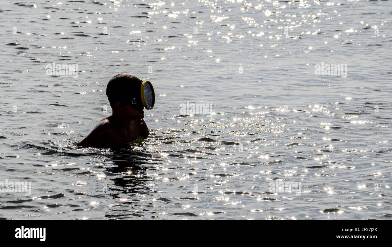 Boy diving mask hi-res stock photography and images - Alamy