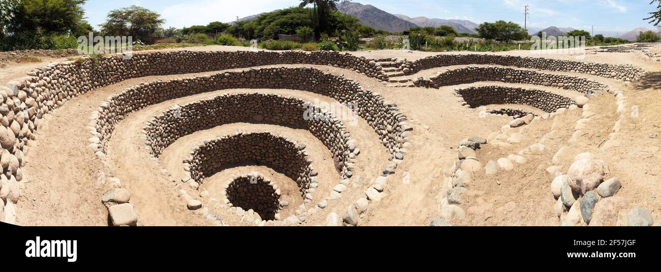 Cantalloc Aqueduct in Nazca or Nazca town, spiral or circle aqueducts ...