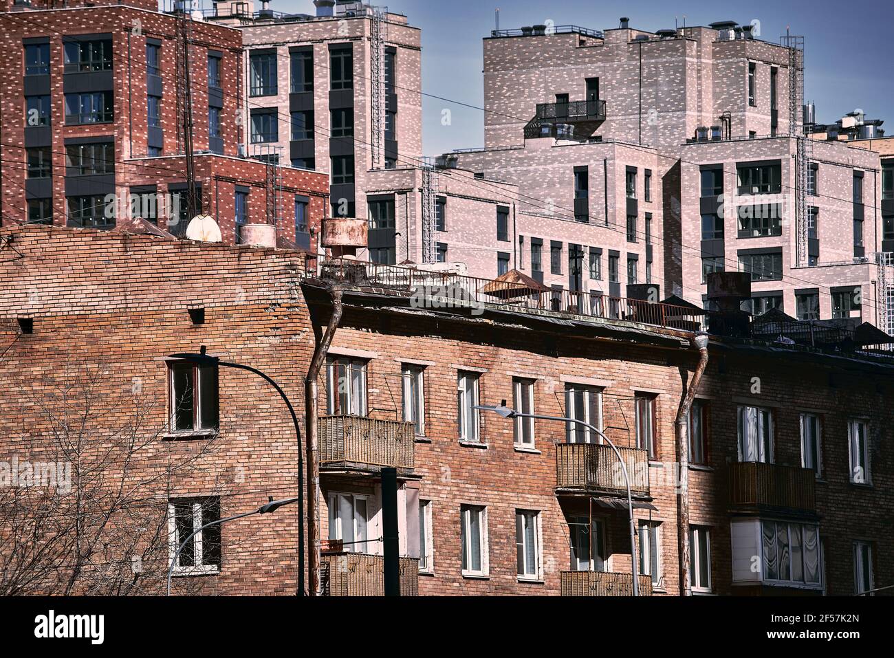 urban modern landscape: multi-colored new buildings residential ...