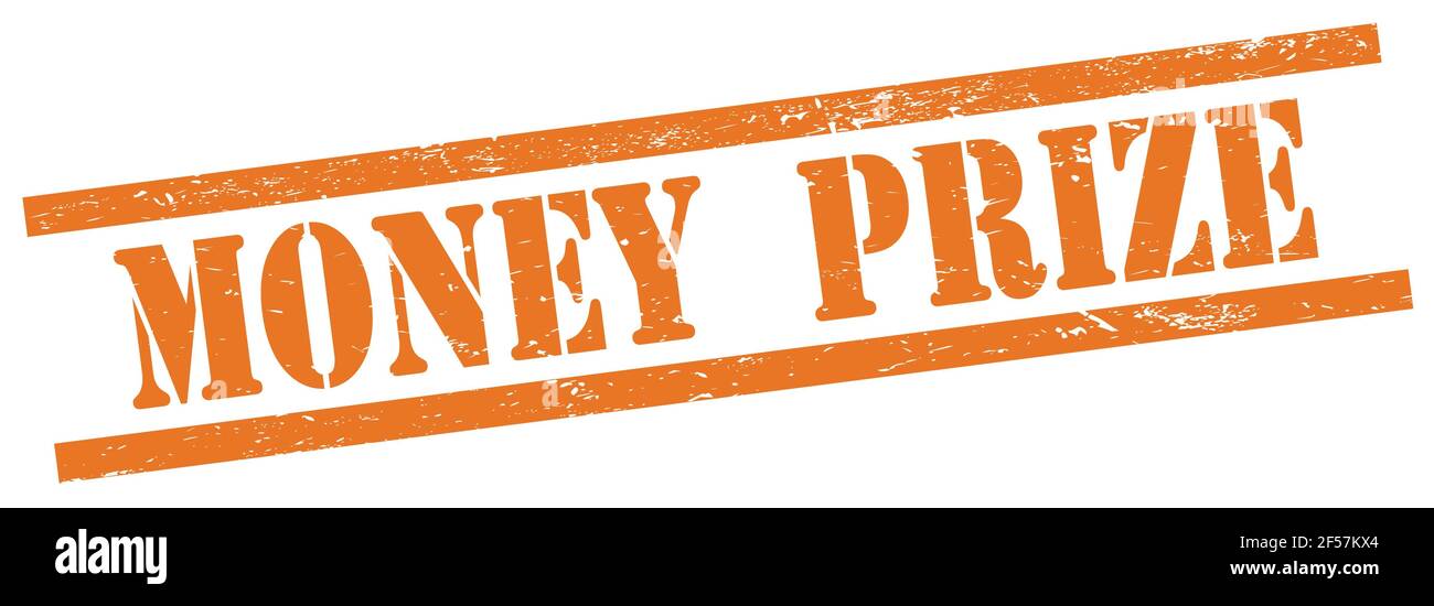 MONEY PRIZE text on orange grungy rectangle vintage stamp Stock Photo ...