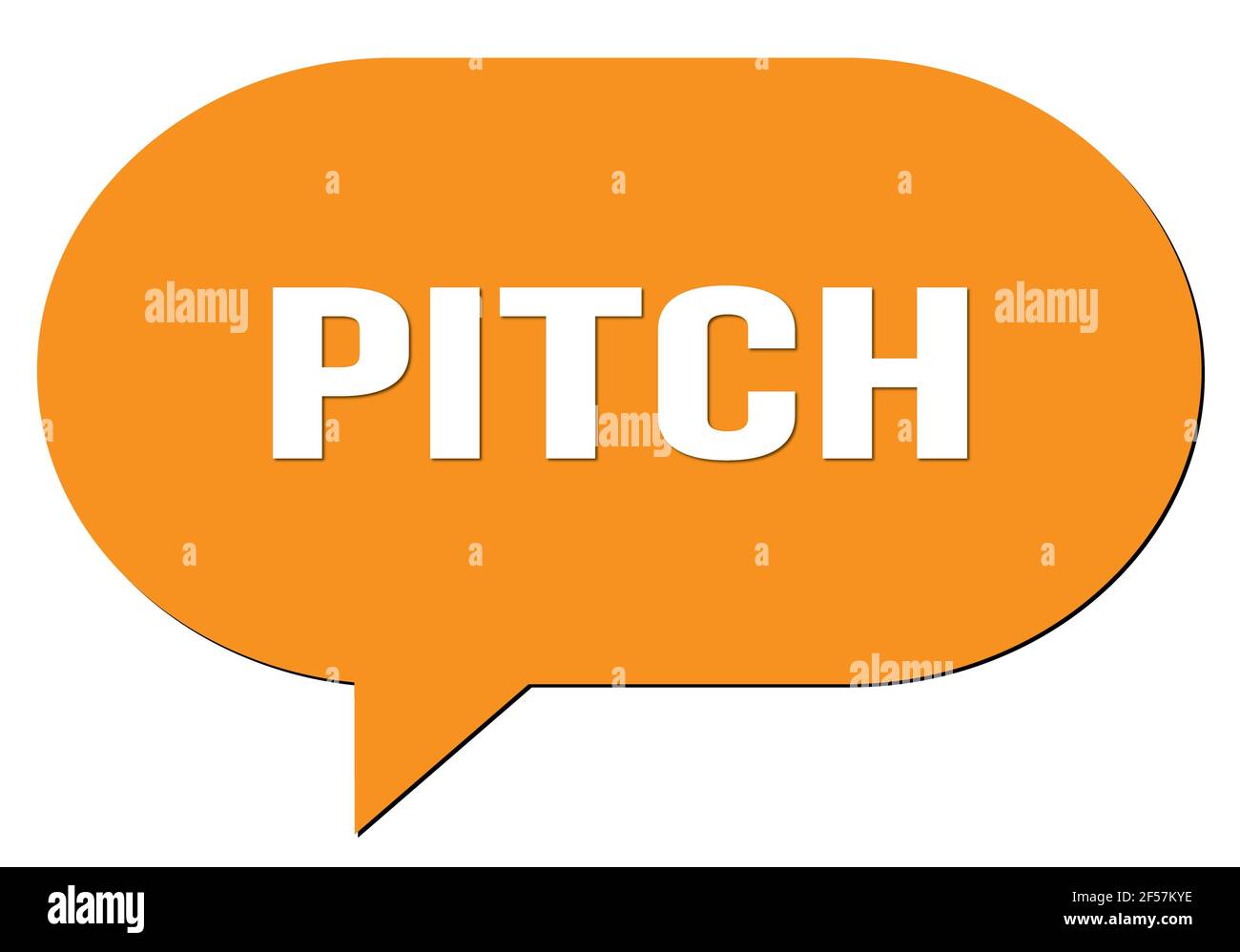 PITCH text written in an orange speech bubble stamp Stock Photo - Alamy