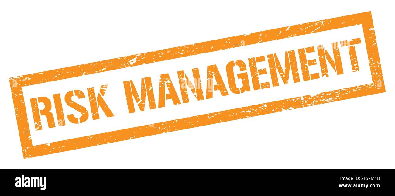 RISK MANAGEMENT orange grungy rectangle stamp sign Stock Photo - Alamy