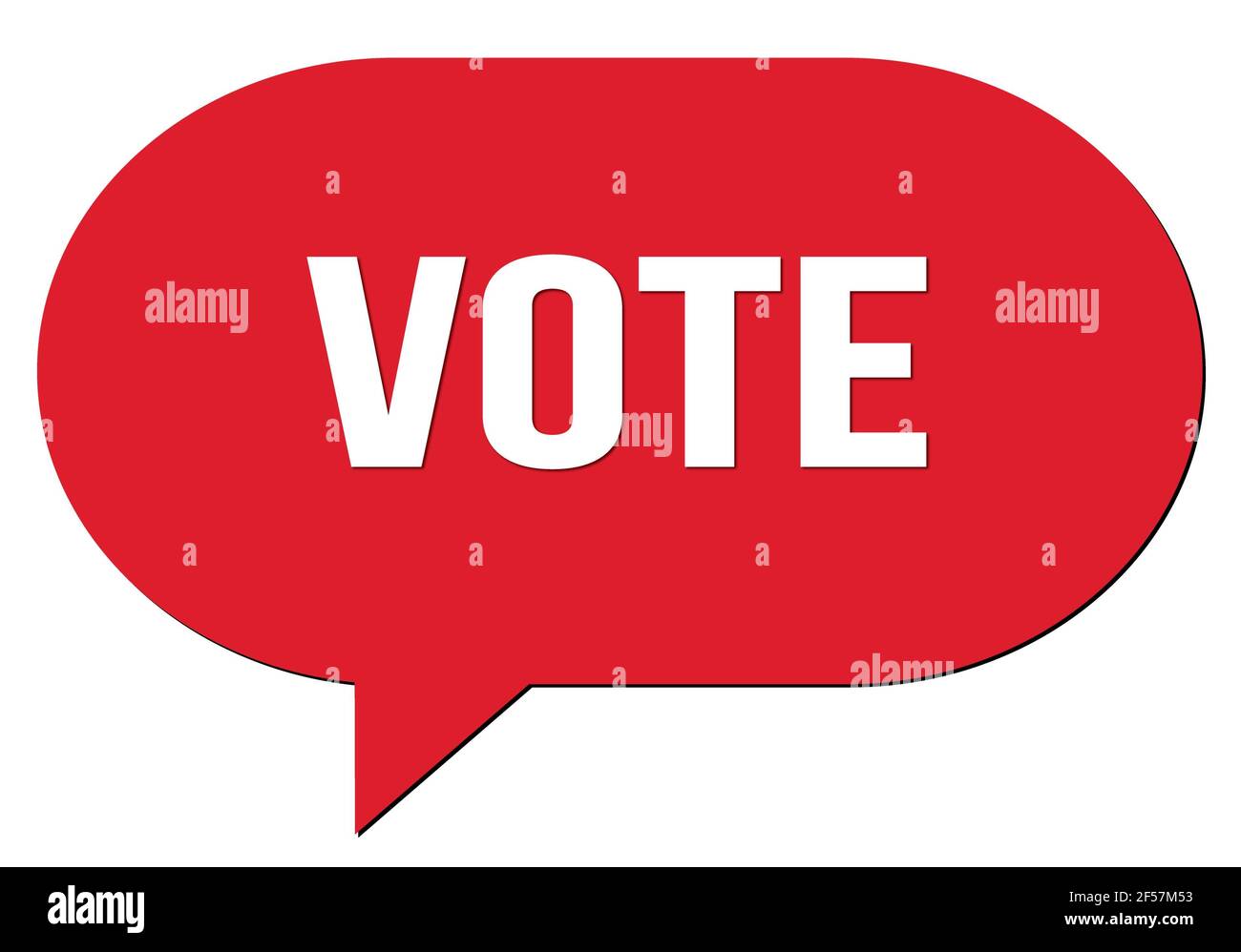 VOTE text written in a red speech bubble stamp Stock Photo - Alamy