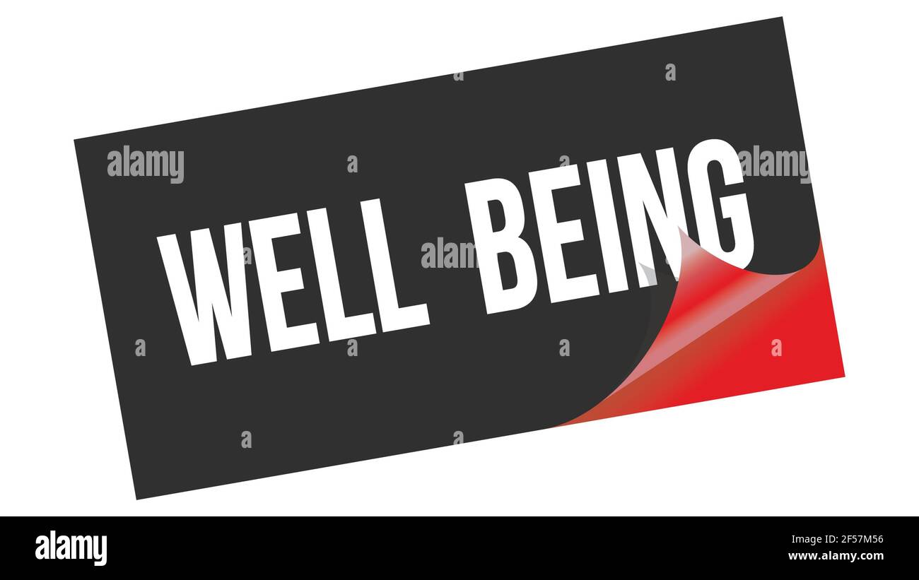 WELL BEING text written on black red sticker stamp Stock Photo - Alamy