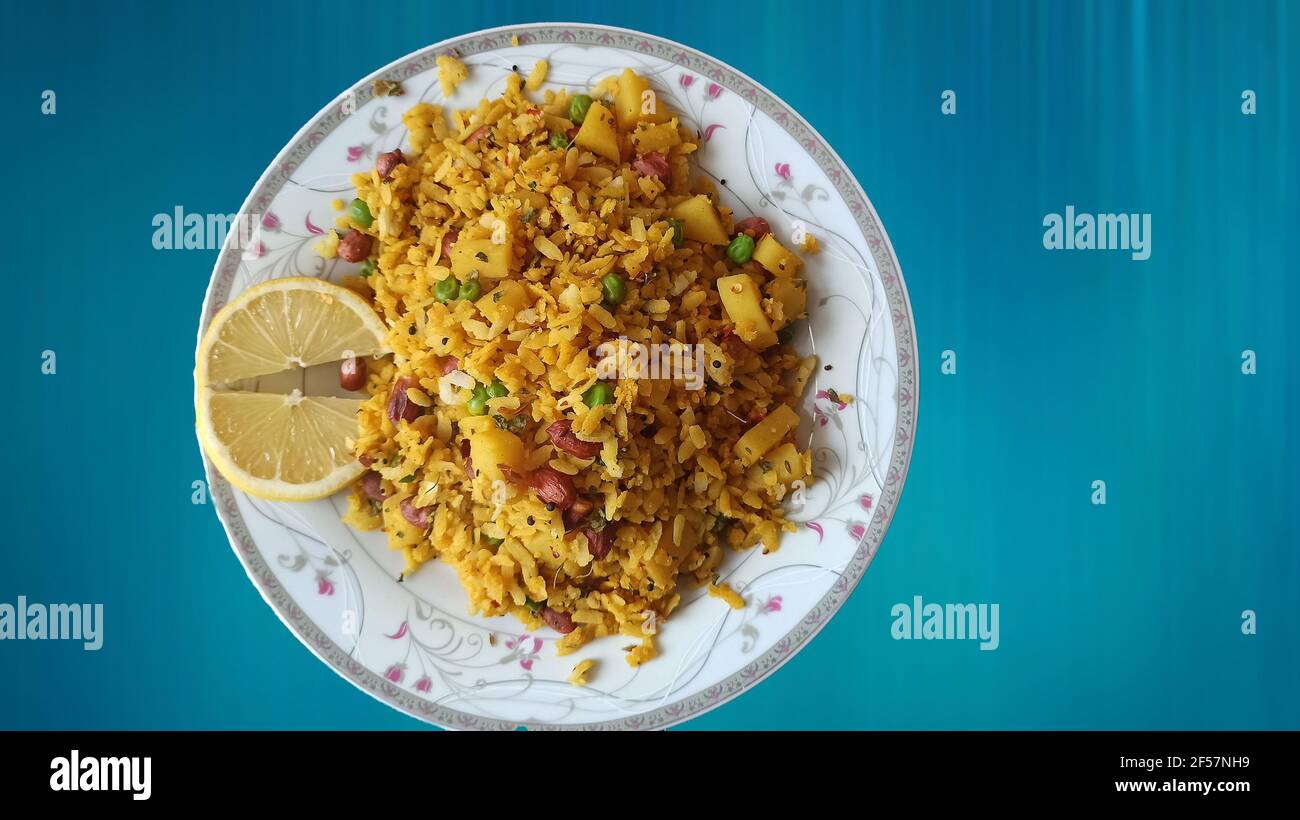 Tasty Indian cooked street food breakfast snack - Poha or Chivda made ...