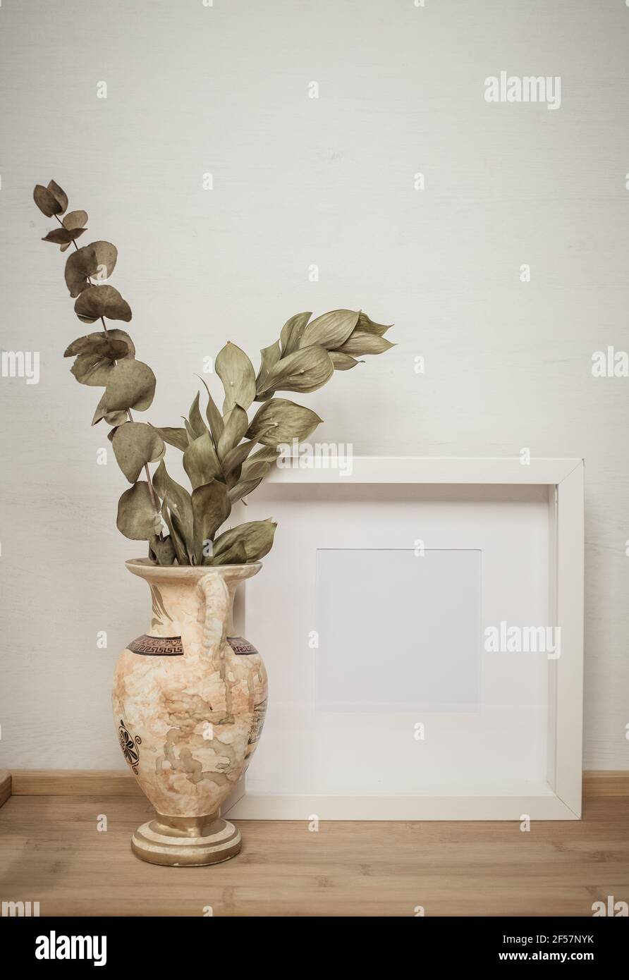 white portrait frame mockups, Scandinavian interior neutral color ...