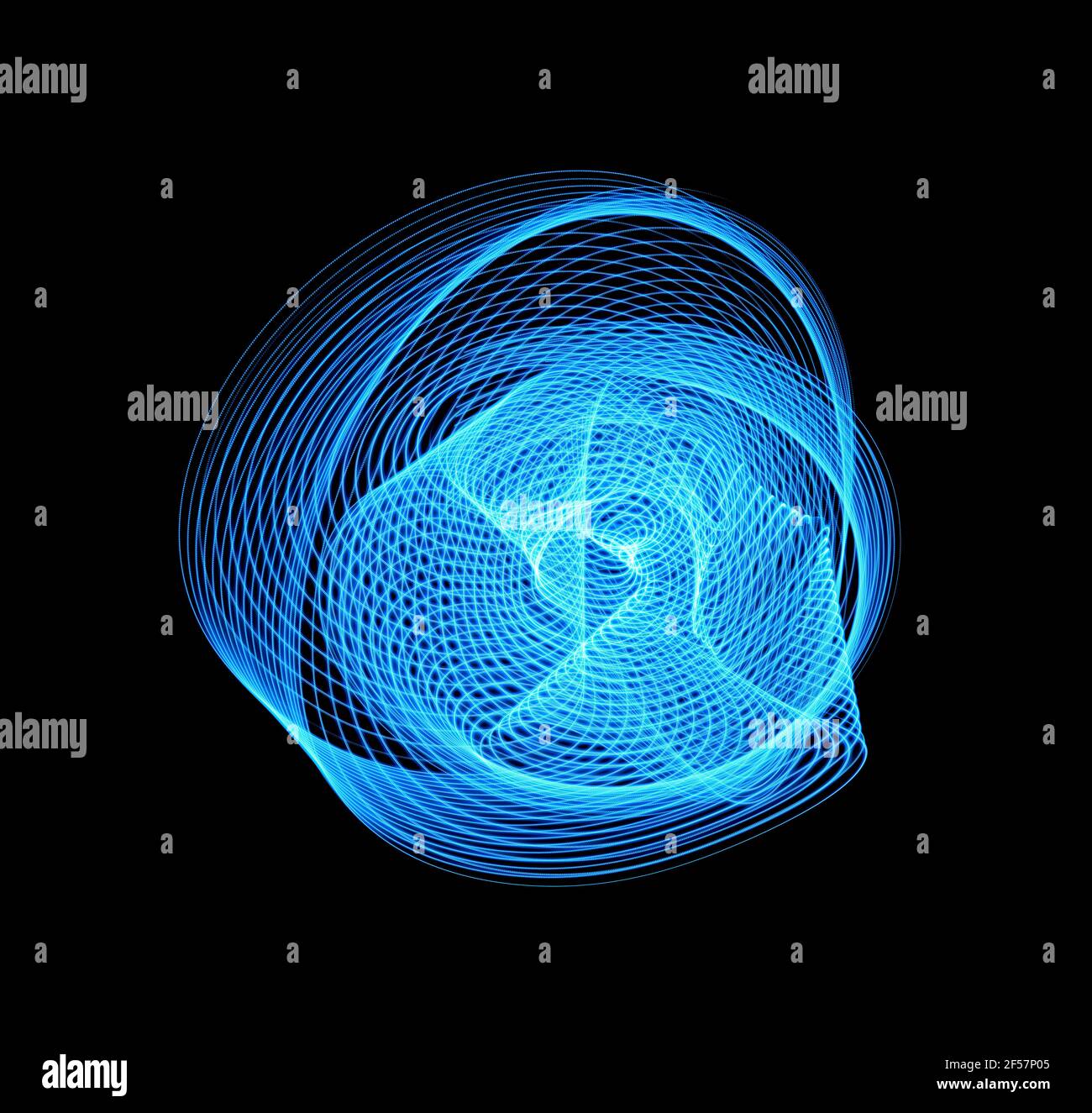 Abstract multicolor drawing on a black background, made using a light ...