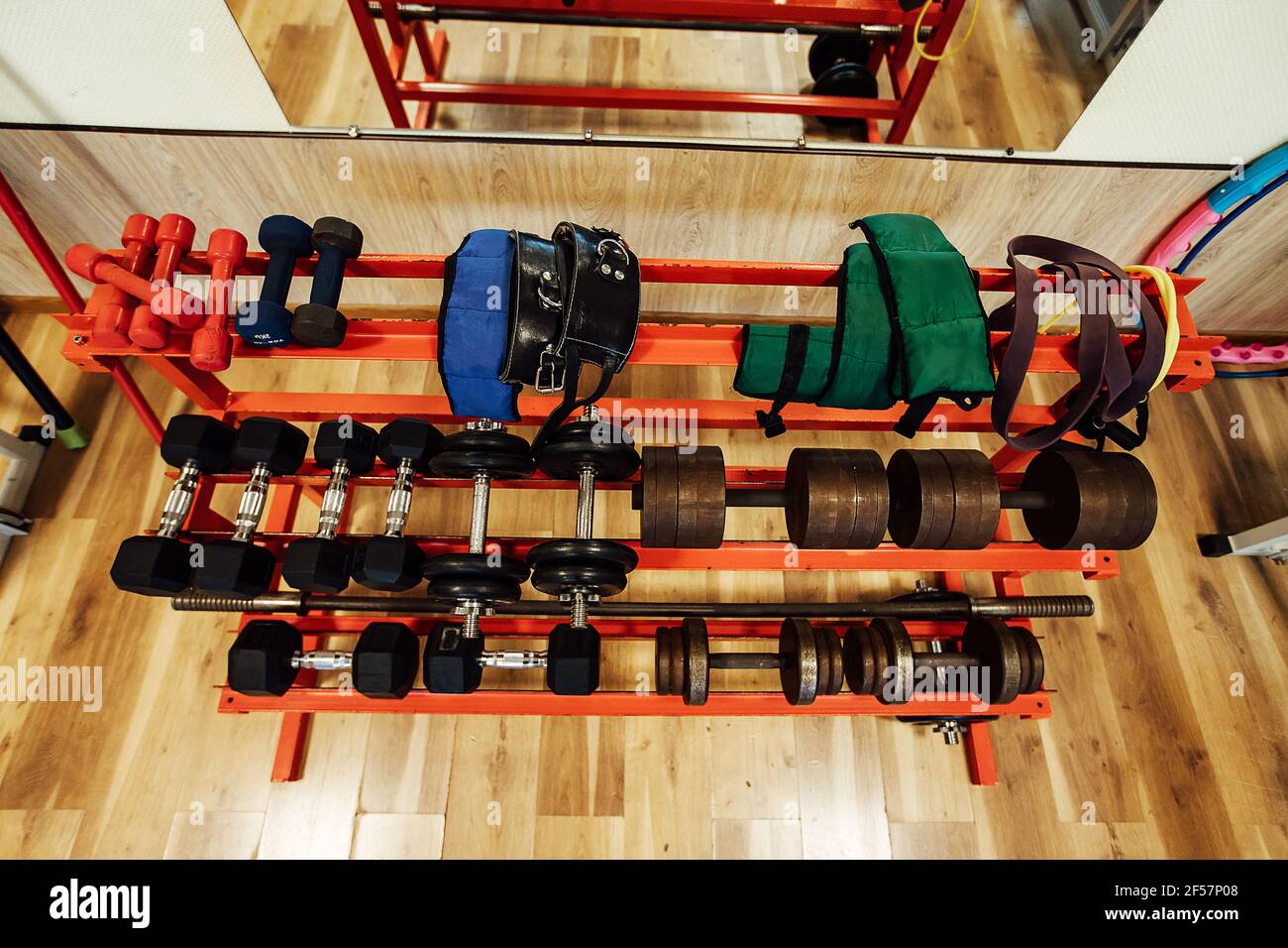 heavy dumbbells on the counter. sports equipment in the gym. heavy ...