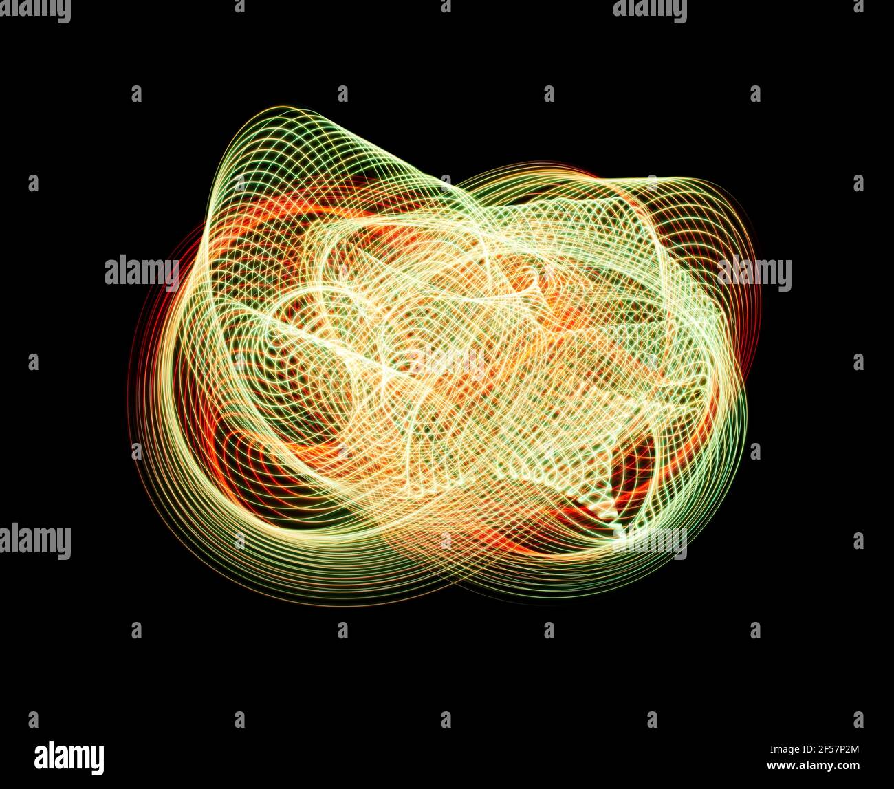 Abstract multicolor drawing on a black background, made using a light ...