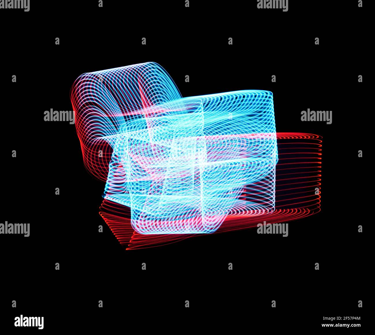 Abstract multicolor drawing on a black background, made using a light ...