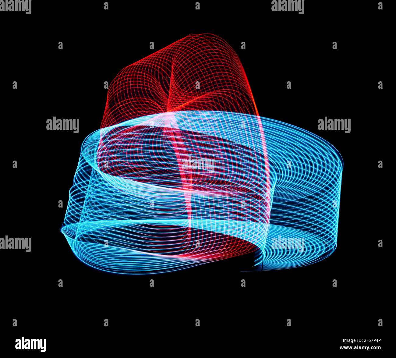 Abstract multicolor drawing on a black background, made using a light ...