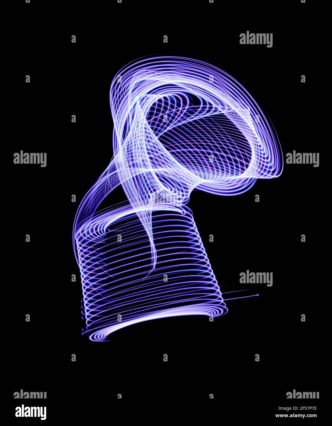 Abstract multicolor drawing on a black background, made using a light ...