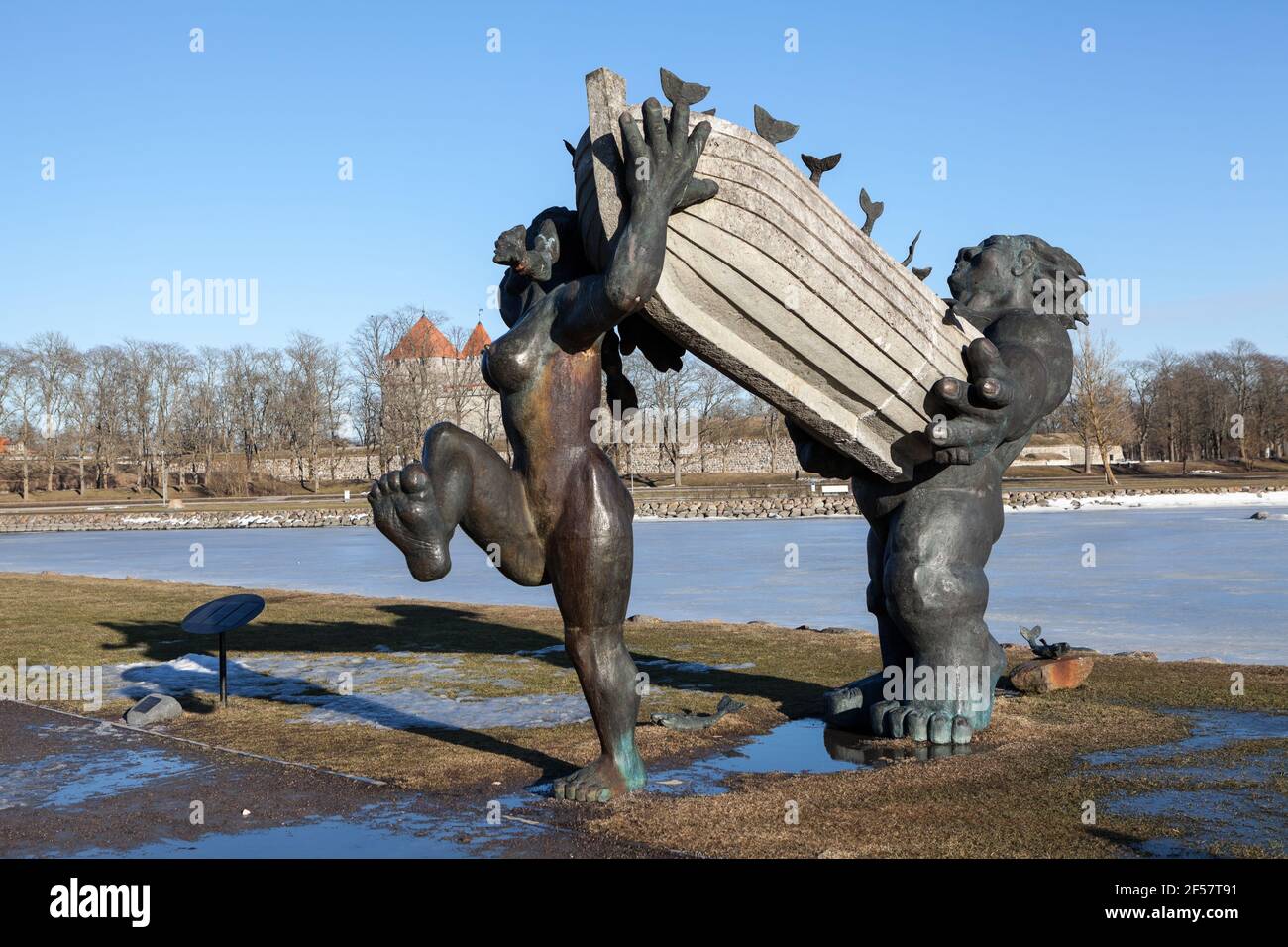 Sculpture Big Toll and his wife Piret by Tauno Kangro is on cast of the ...