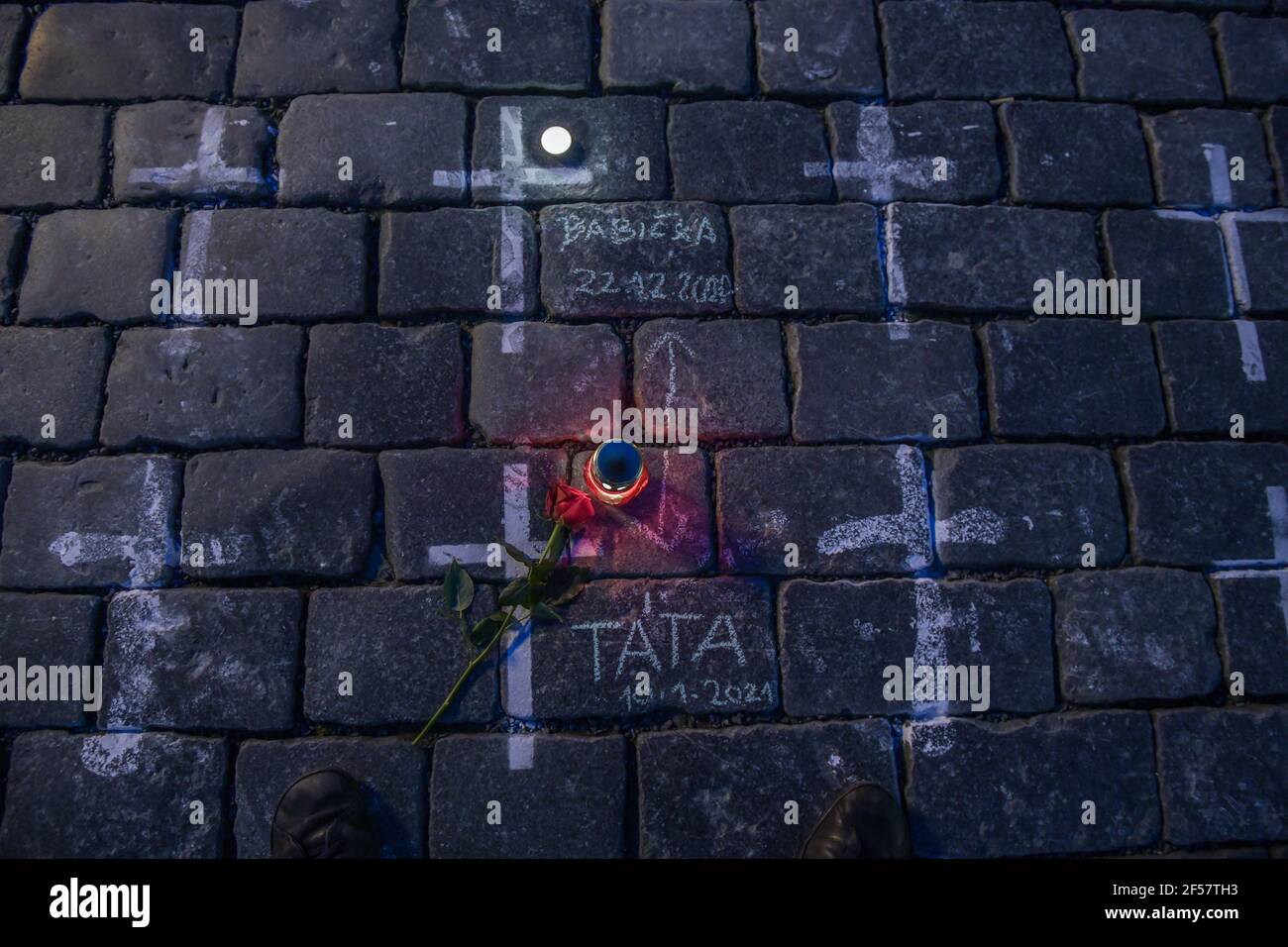 Place of reverence - Old Town Square Prague on March 24th 2021 Stock ...