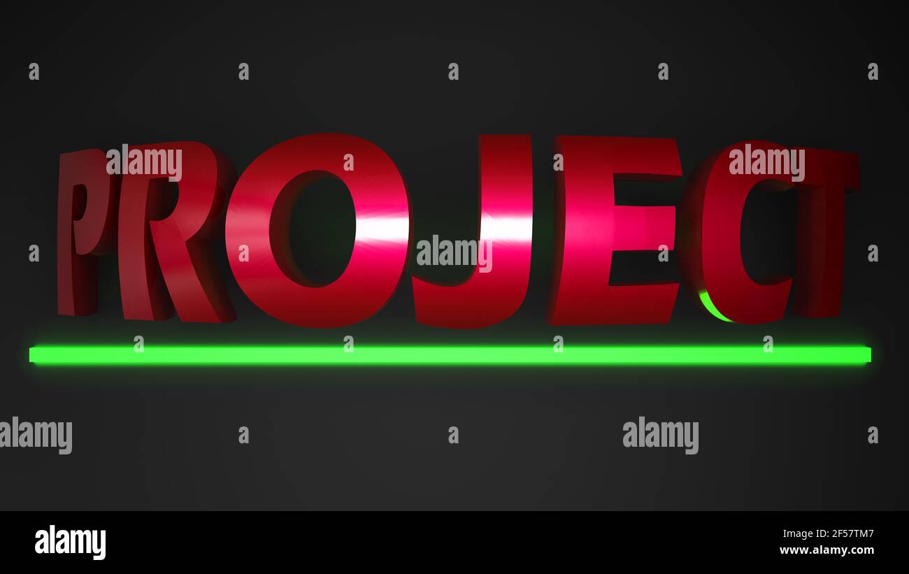 PROJECT red metallic write on black background with green led bar light ...