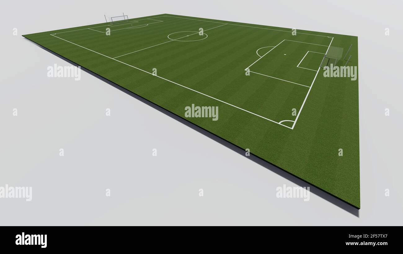 Football field isolated on the white background 3D rendering Stock ...