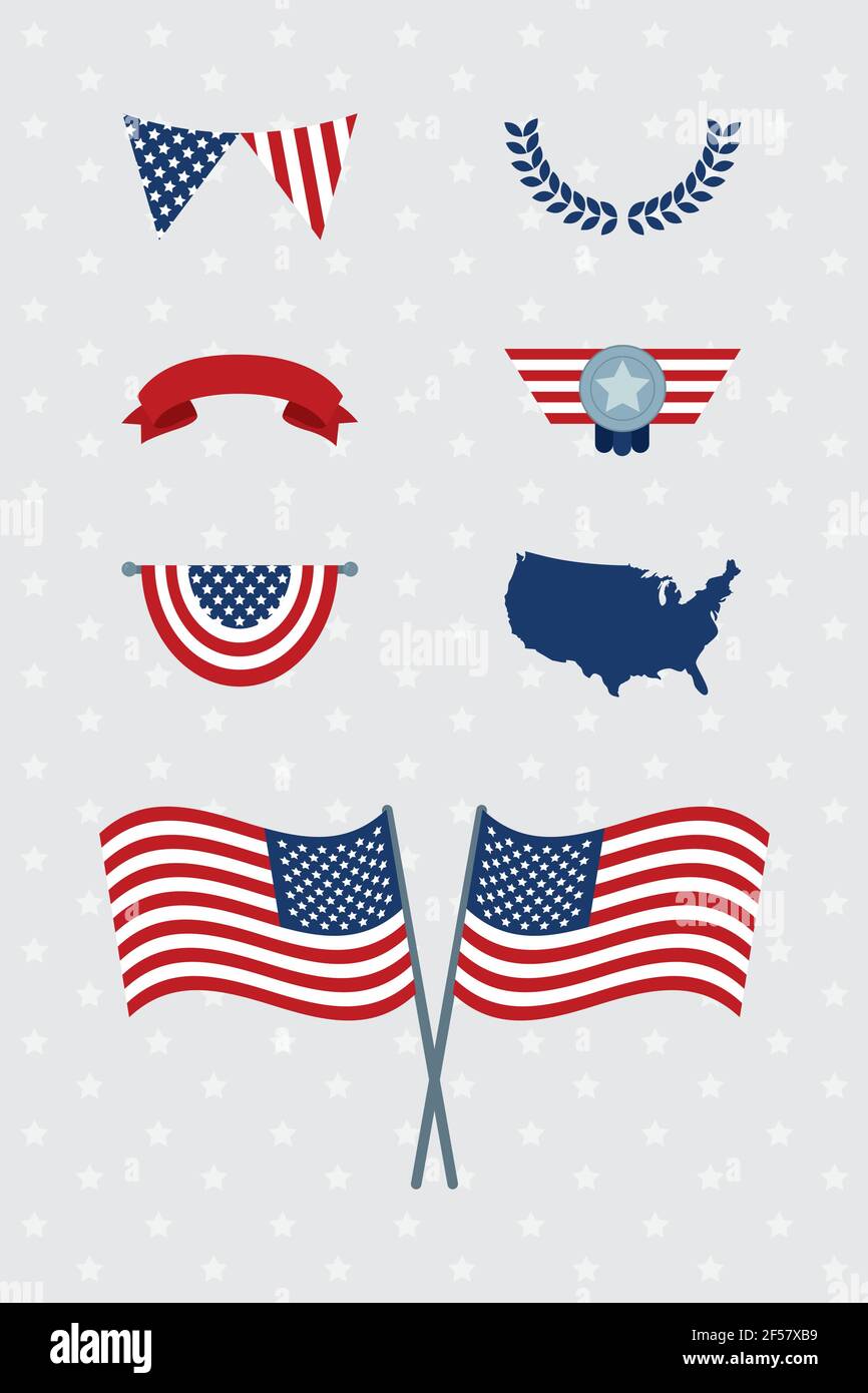 usa flags and decorations set Stock Vector Image & Art - Alamy
