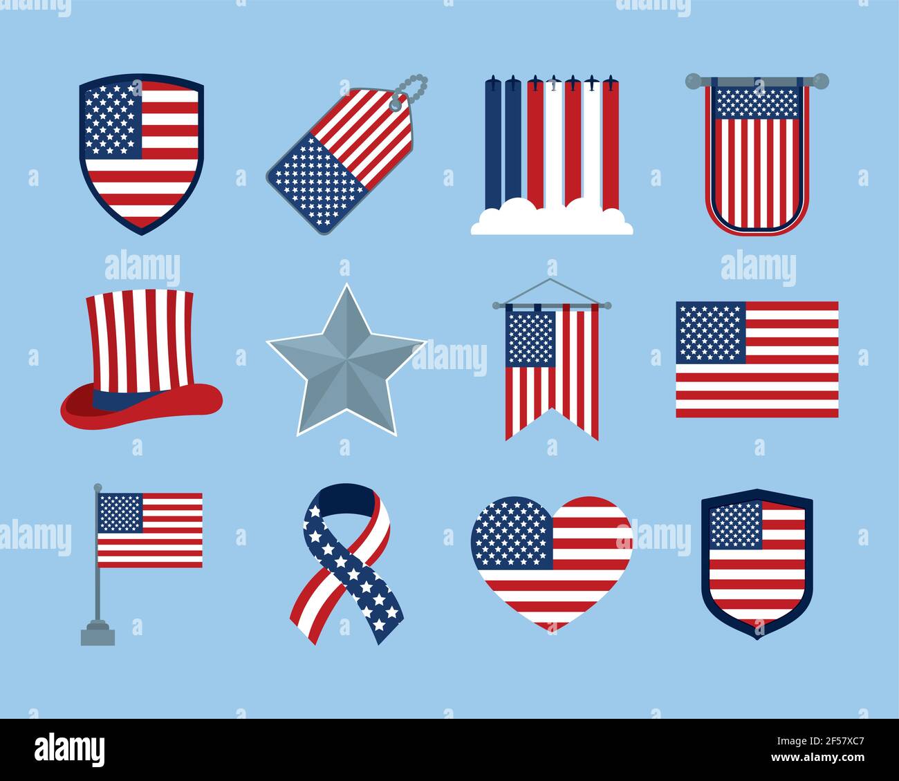 usa flag badges icon set Stock Vector Image & Art - Alamy