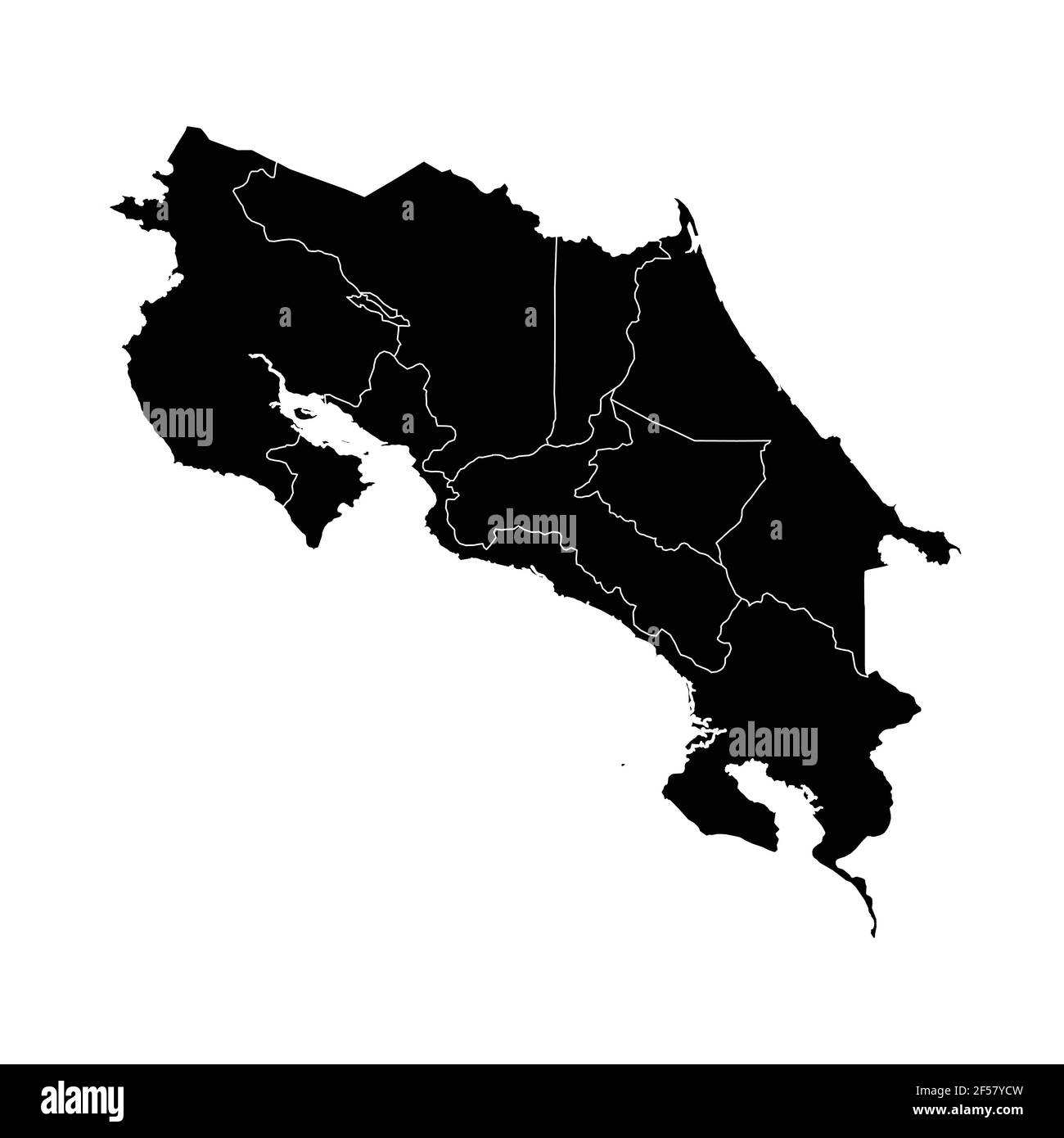 Costa Rica country map vector with regional areas Stock Vector Image ...