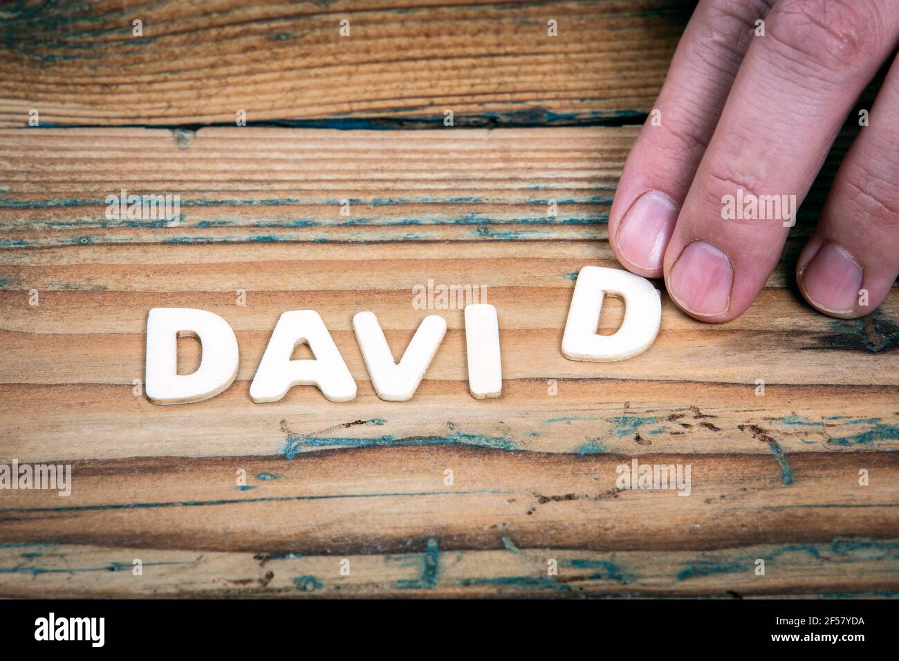 DAVID. Name of men and boys. Birthday concept. White letters of the ...