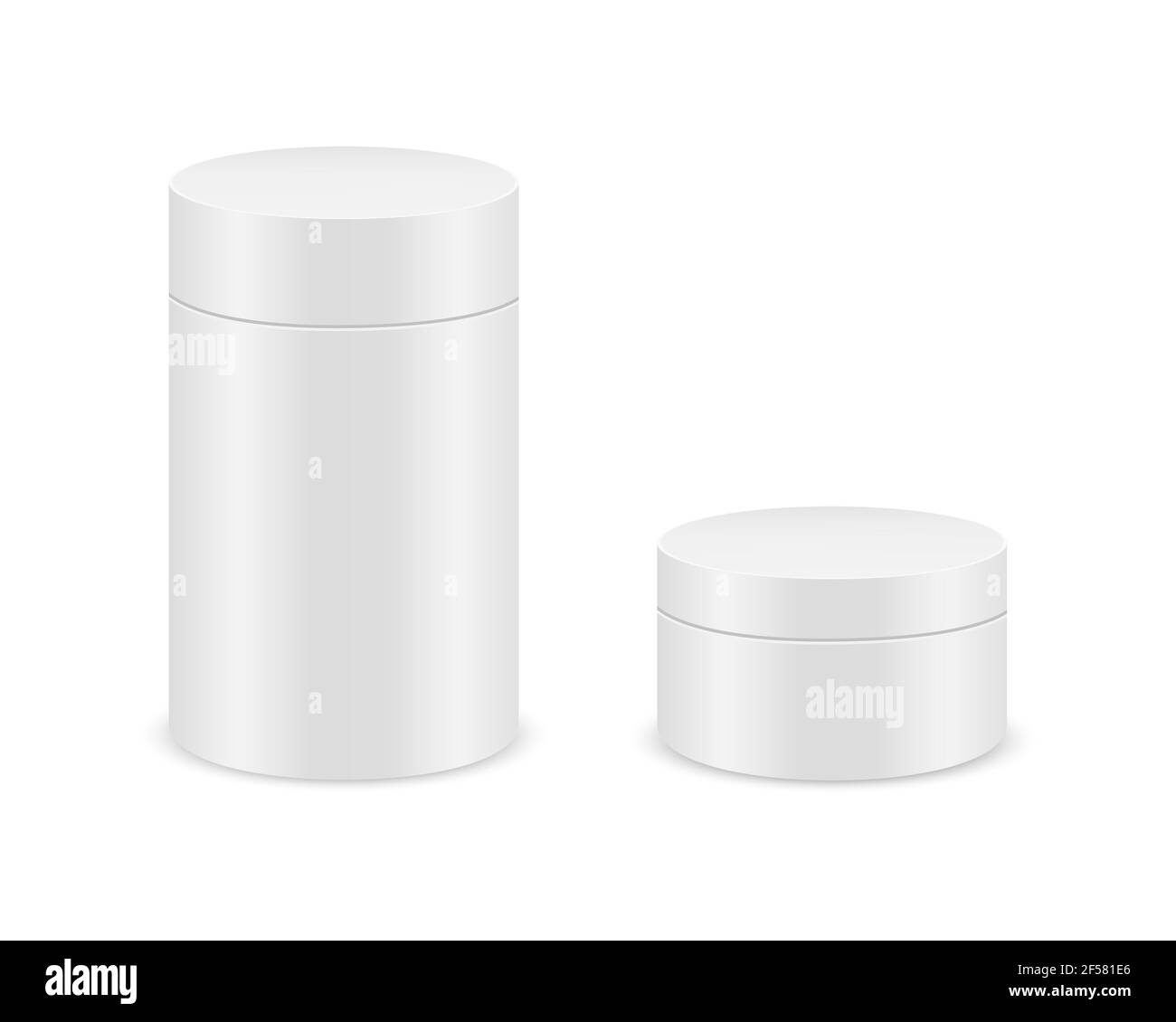 White cylinder boxes isolated on white background. Tube cardboard ...