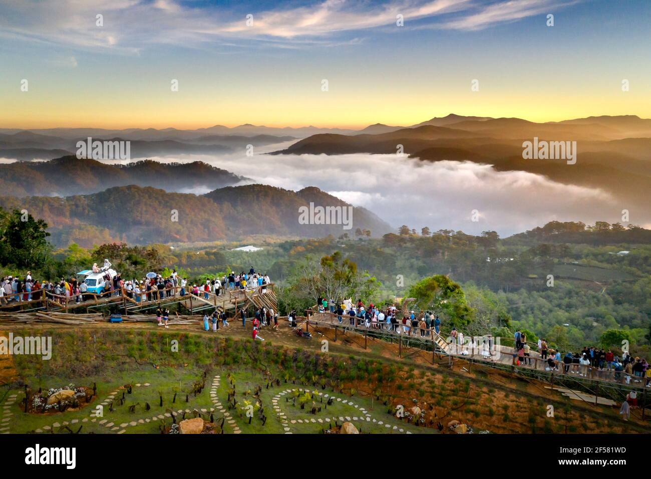 Dalat Town, Lam Dong Province, Vietnam - March 14, 2021: A group of ...
