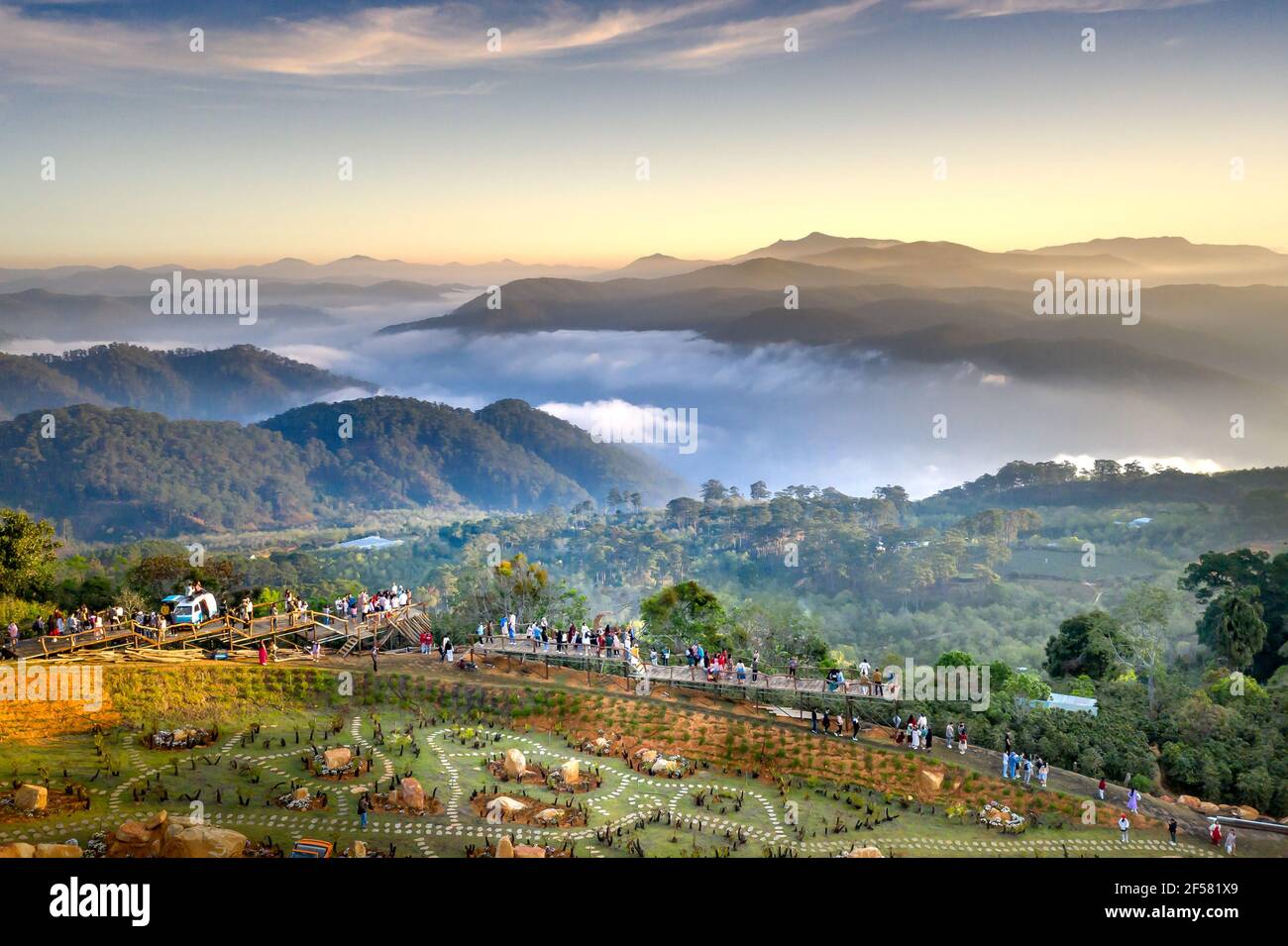 Dalat Town, Lam Dong Province, Vietnam - March 14, 2021: A group of ...