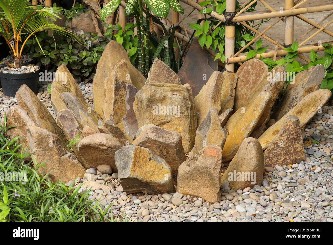 stones stacked in the shape of a flower. Stack tower stone zen art ...