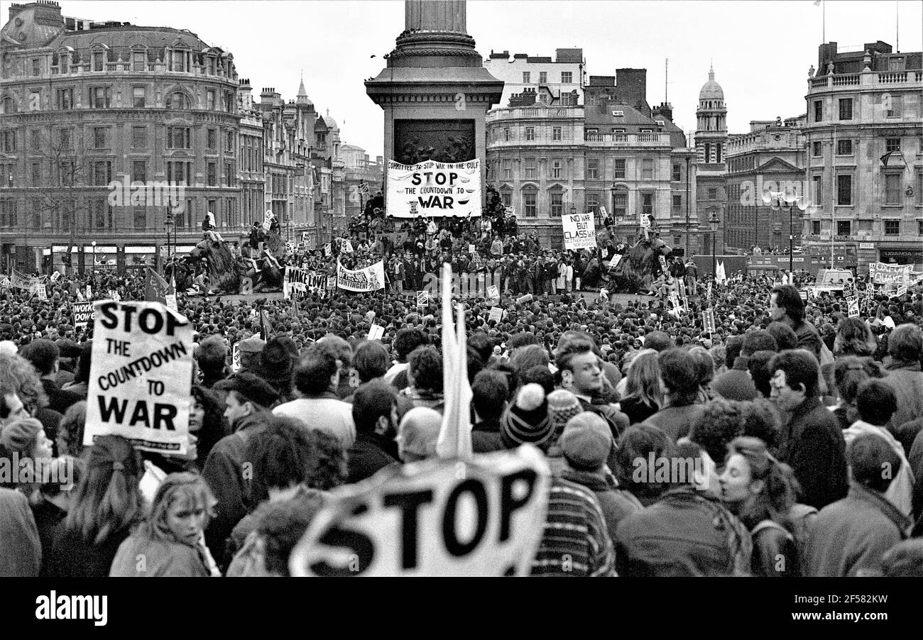 Gulf War Protests in London, UK January 1991 Stock Photo - Alamy