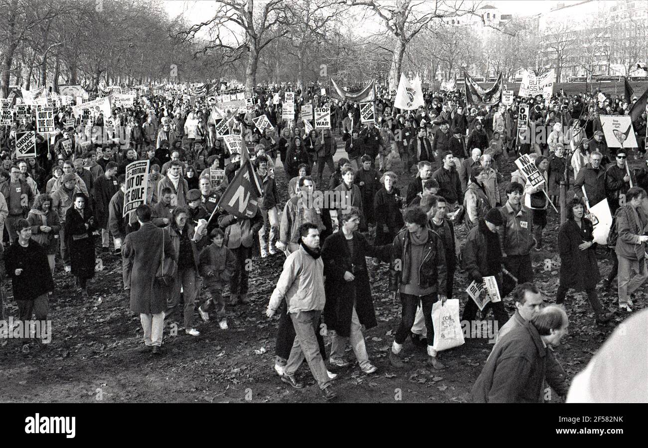 Gulf War Protests in London, UK January 1991 Stock Photo - Alamy