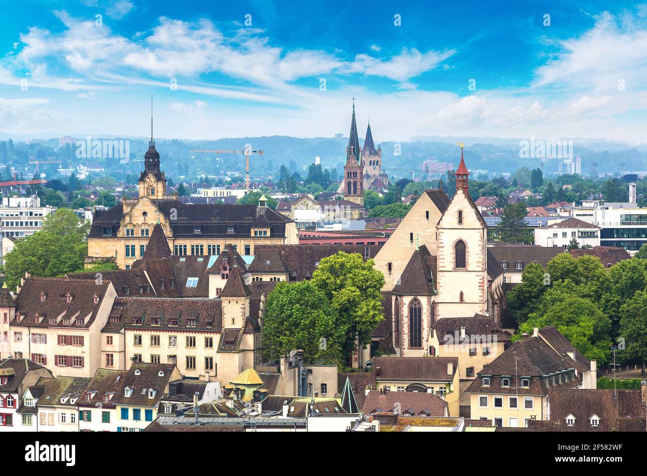 Panoramic aerial view of Basel in a beautiful summer day, Switzerland ...