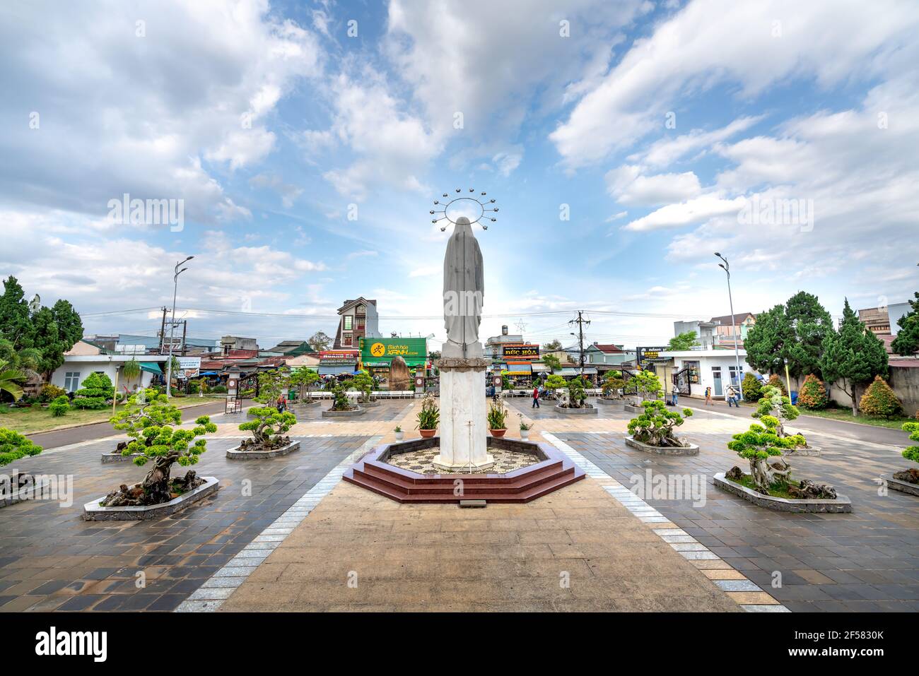 Bao Loc Town, Lam Dong, Vietnam - March 12, 2021: Our Lady statue (seen ...