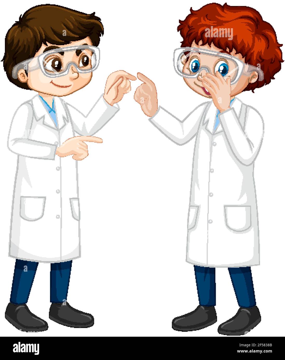 Two young scientist talking each other illustration Stock Vector Image ...
