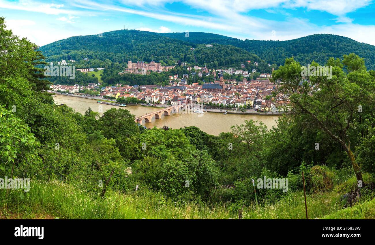 Panoramic aerial view of Heidelberg in a beautiful summer day, Germany ...