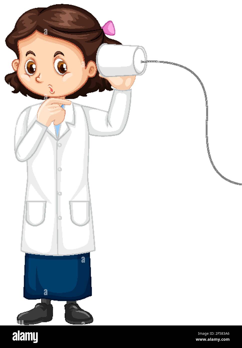 Cute girl cartoon character wearing science lab coat illustration Stock ...