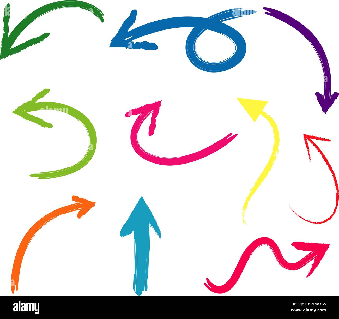 Set of hand drawn arrow doodles on white background illustration Stock ...