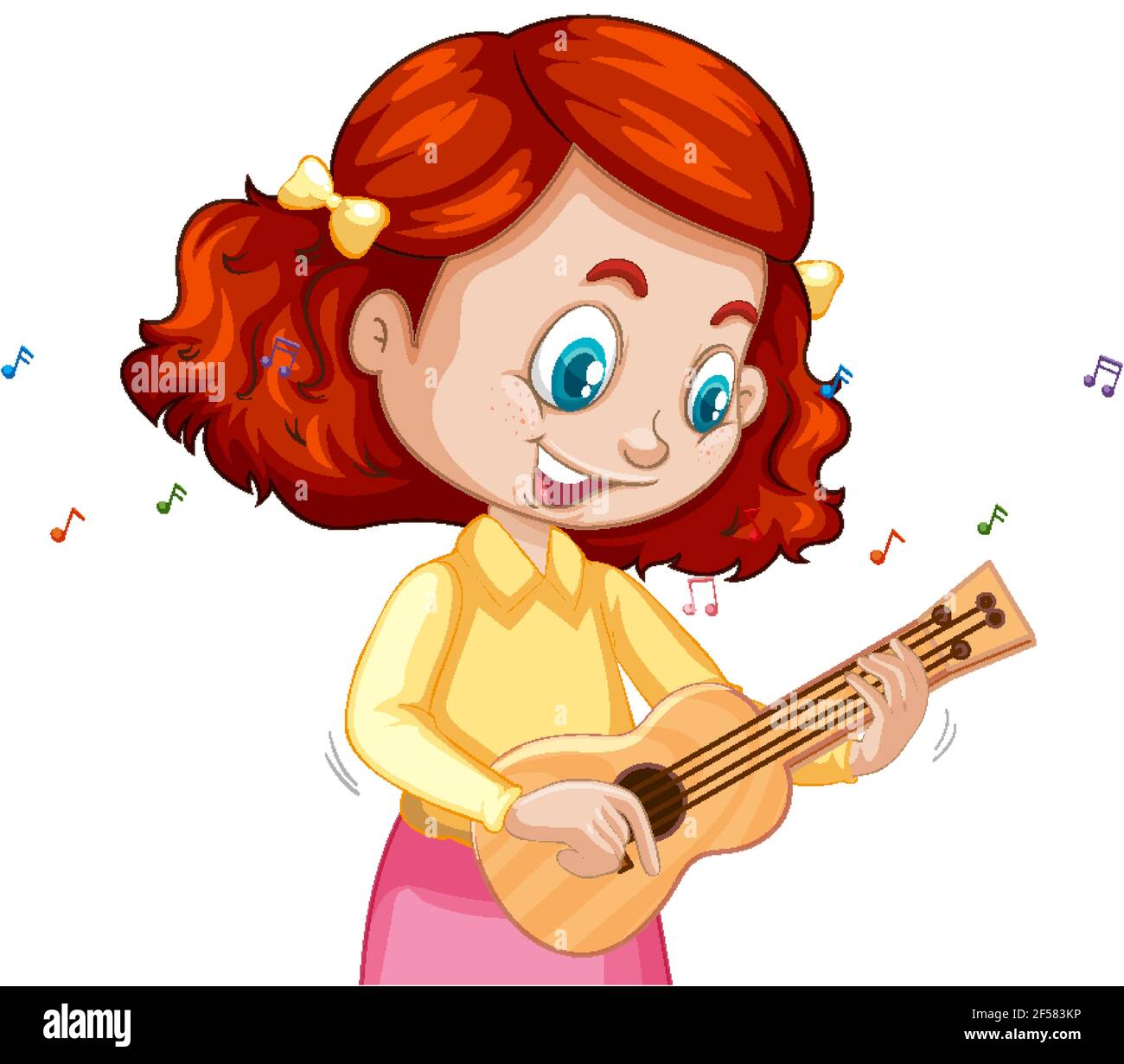A girl cartoon character playing ukulele illustration Stock Vector ...