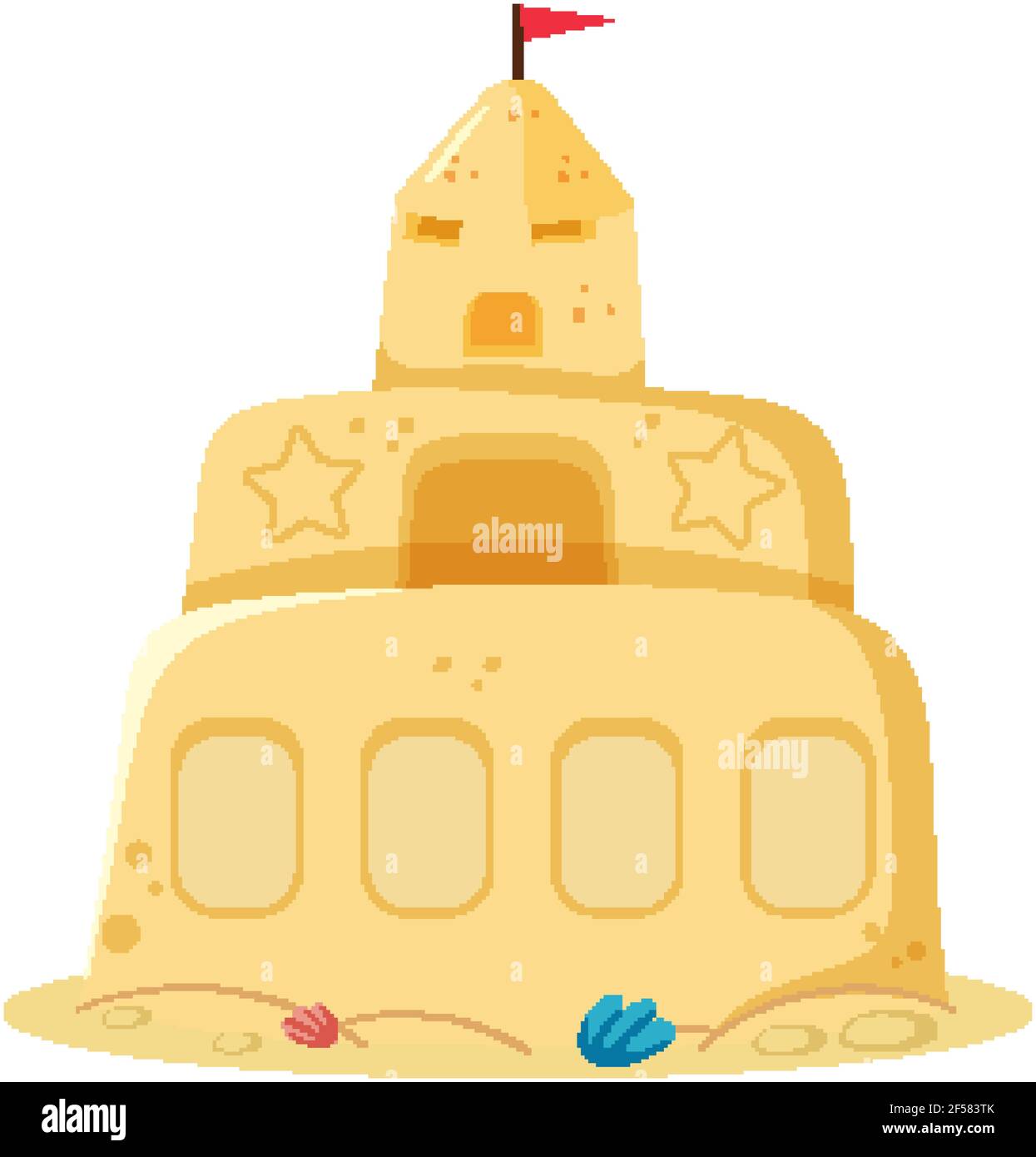 Sand castle in cartoon style isolated illustration Stock Vector Image ...