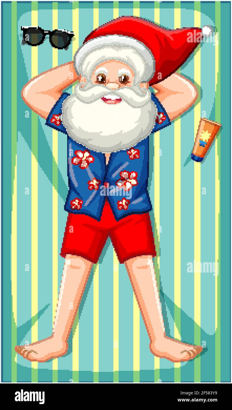 Santa Claus taking sun bath cartoon character isolated on white ...
