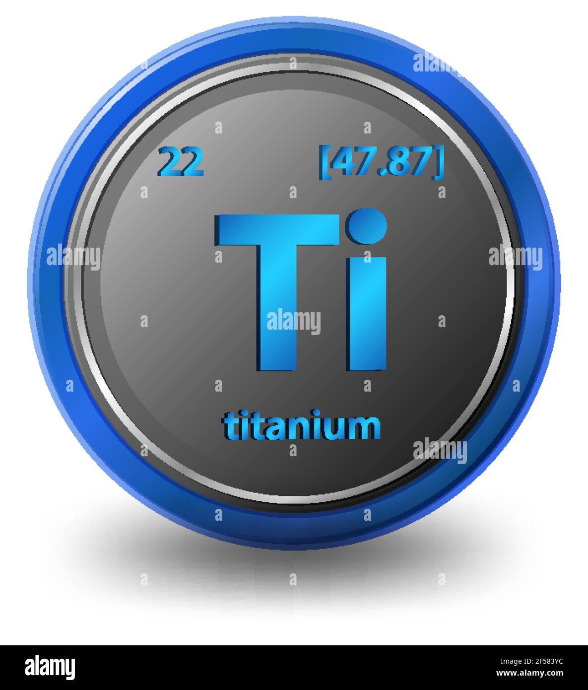 Titanium chemical element. Chemical symbol with atomic number and atomic mass. illustration ...