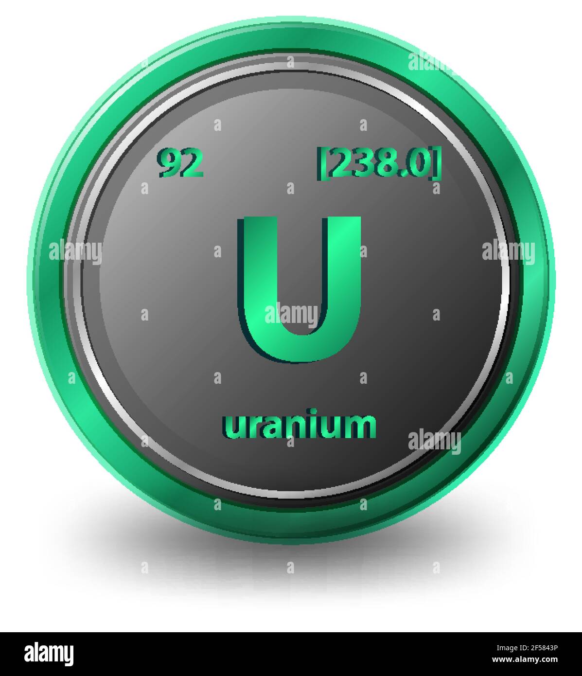 Uranium chemical element. Chemical symbol with atomic number and atomic ...