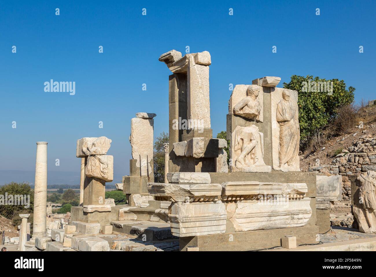 Ruins of the ancient city Ephesus, the ancient Greek city in Turkey, in ...