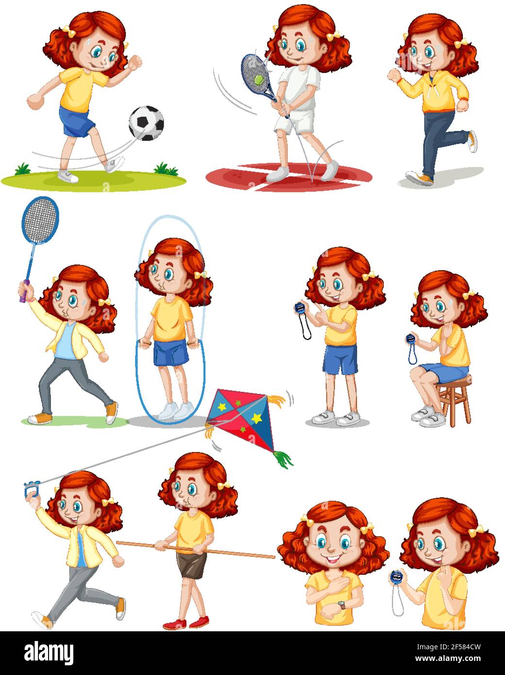 Set of girl doing different types of sports illustration Stock Vector ...